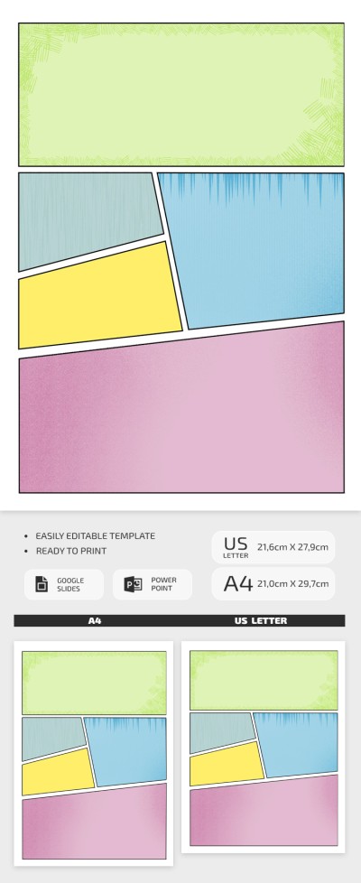 Kostenlos 5 Panel Comic Strip Vorlage - Farbversion In Google Slides