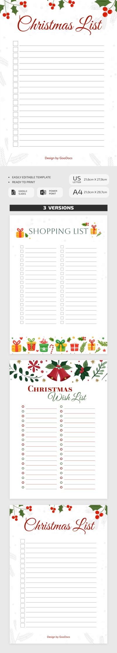 Free Christmas List Templates for Google Docs and Word | thegoodocs.com