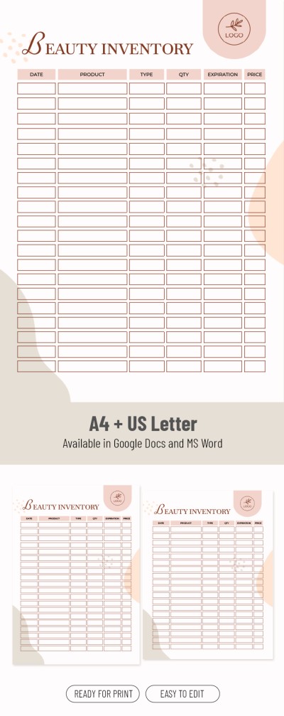Free Beauty Product Inventory Log Template In Google Docs