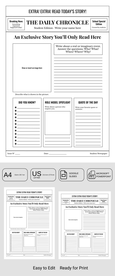 Free Blank Newspaper Article Template for Google Slides and Microsoft ...