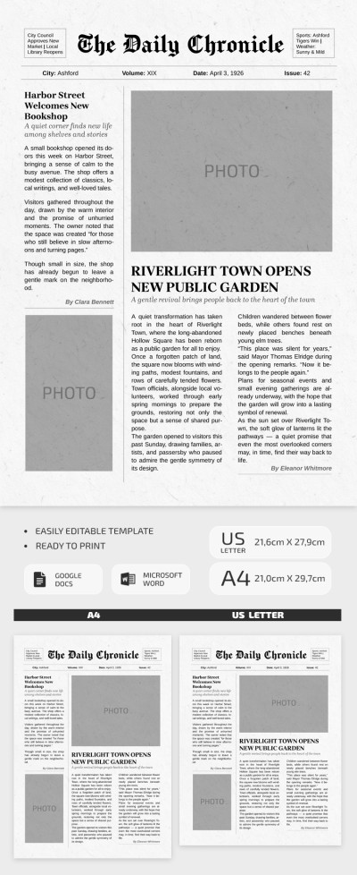 Free Old Newspaper Templates | thegoodocs.com