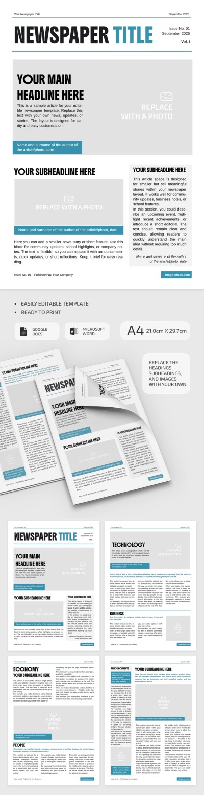 Free Blank Newspaper Templates | thegoodocs.com