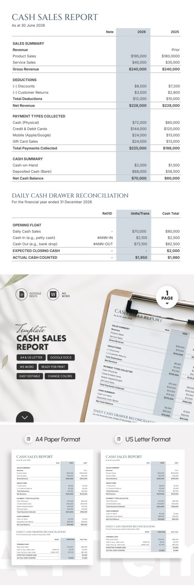 Free Cash Sales Report Template in Google Docs and Microsoft Word ...