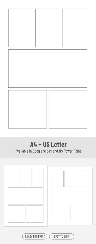 Gratuito Template Fumetto a 6 Pannelli Editabile in Google Slides