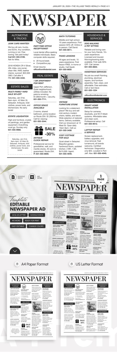 Free Editable Newspaper Ad Template for Google Docs and Microsoft Word ...