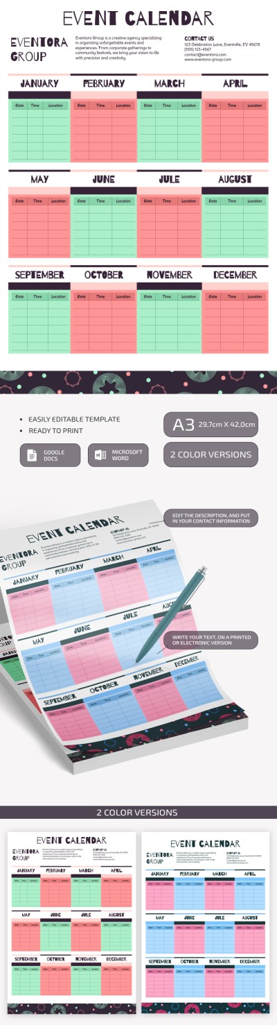 100+ Modèles de calendrier personnalisables gratuits dans Google Docs ...