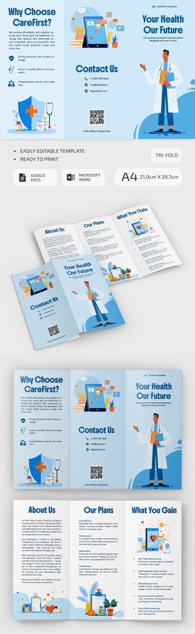 Plantillas gratuitas de trípticos en Google Docs y Word | TheGoodocs.com