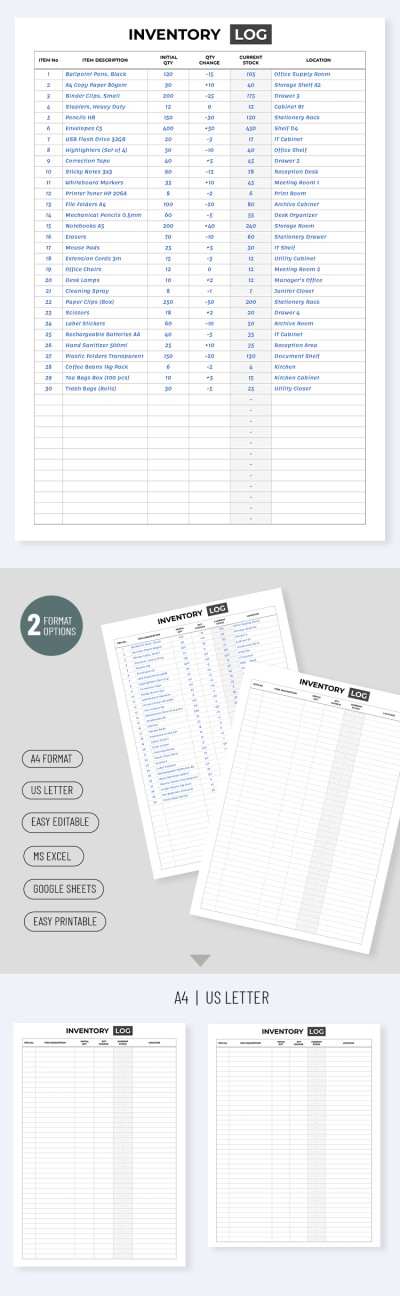 Inventory Log Templates | thegoodocs.com