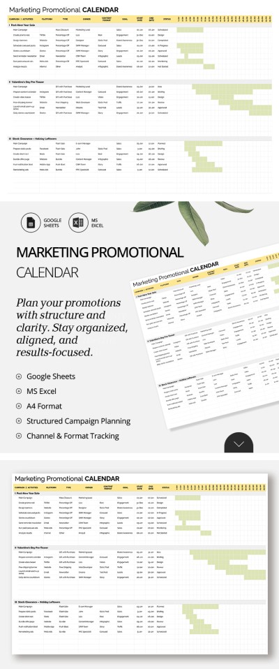 Free Marketing Promotional Calendar Template in Google Sheets and ...