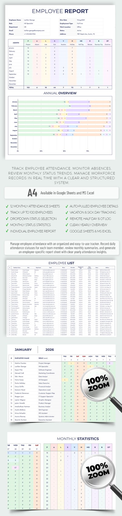 Free Monthly Employee Attendance Tracker Template In Google Sheets
