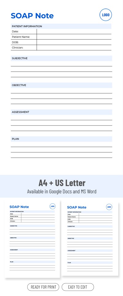 Free Printable SOAP Note Template in Google Docs and Microsoft Word ...