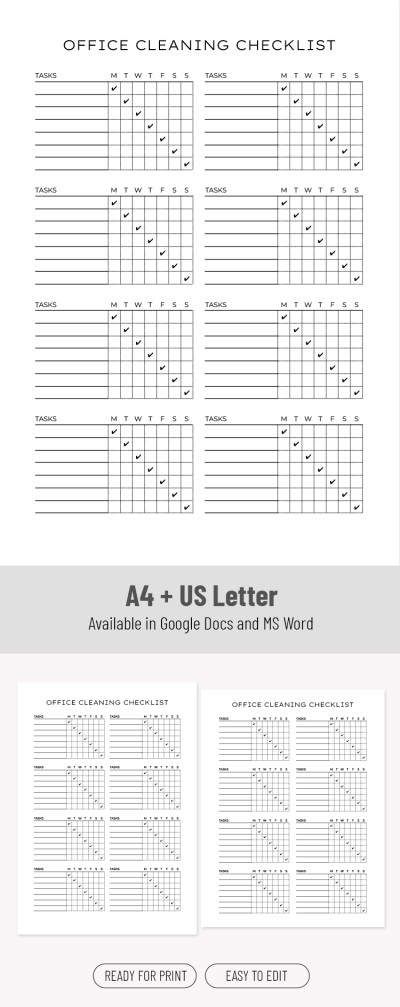 Free Weekly Office Cleaning Checklist Template in Google Docs and ...